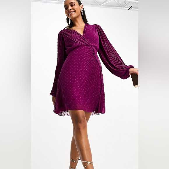 ASOS | Dresses | Asos Dark Purple Wrap Dress | Poshmark